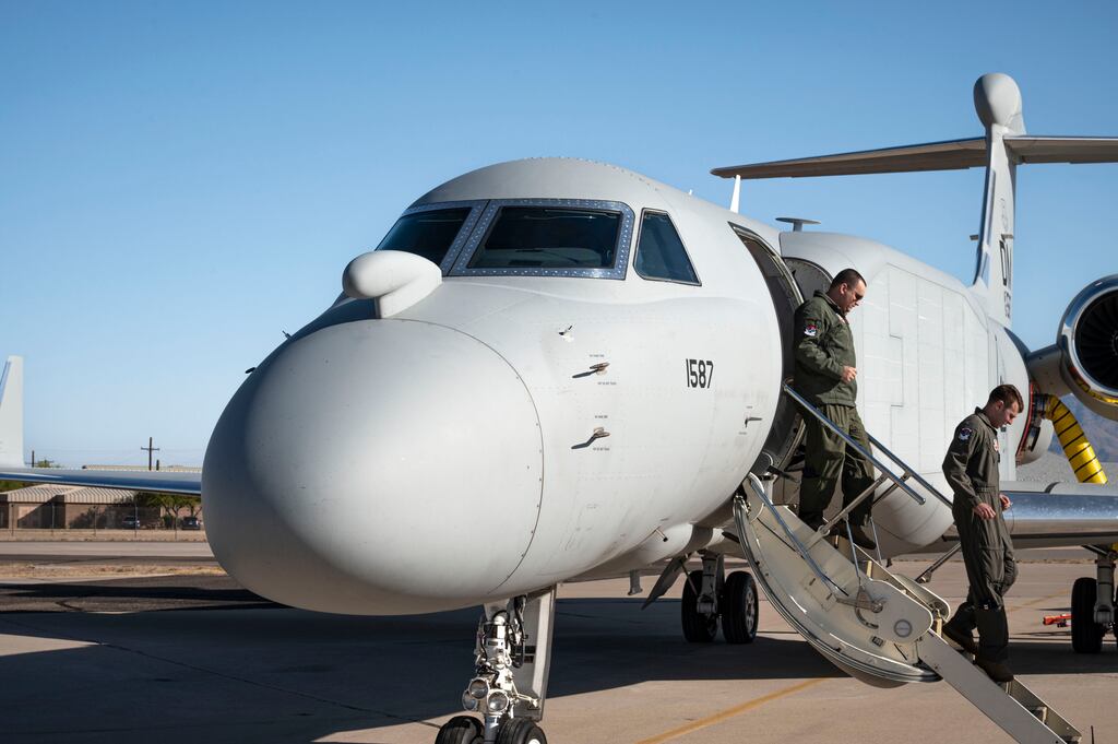 Airmen hold first training sortie for new electronic attack plane