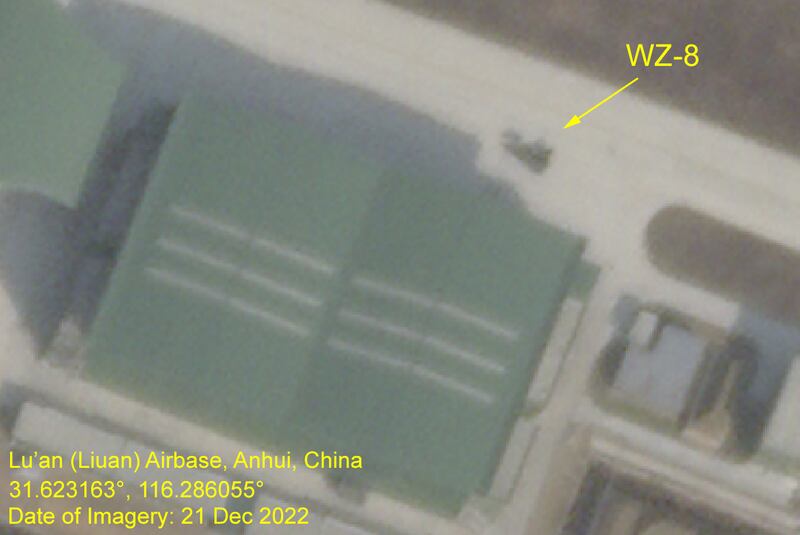 Satellite image shows WZ-8 supersonic drone at Chinese base