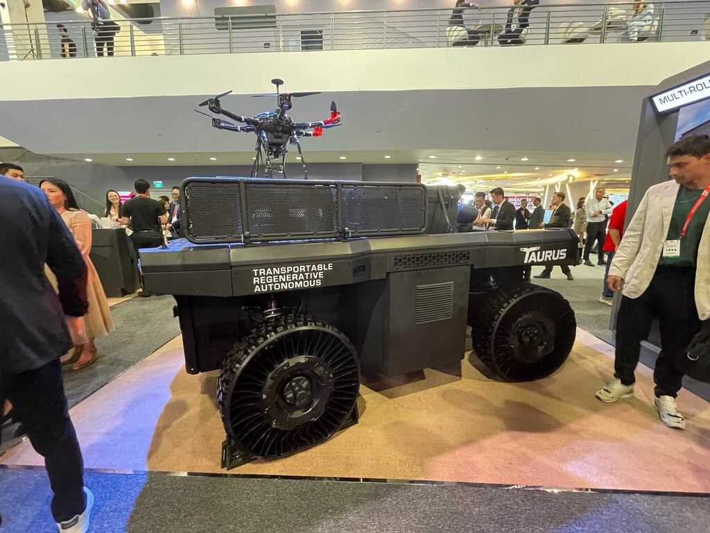 ST Engineering unveils wheeled ground robot equipped with aerial drone